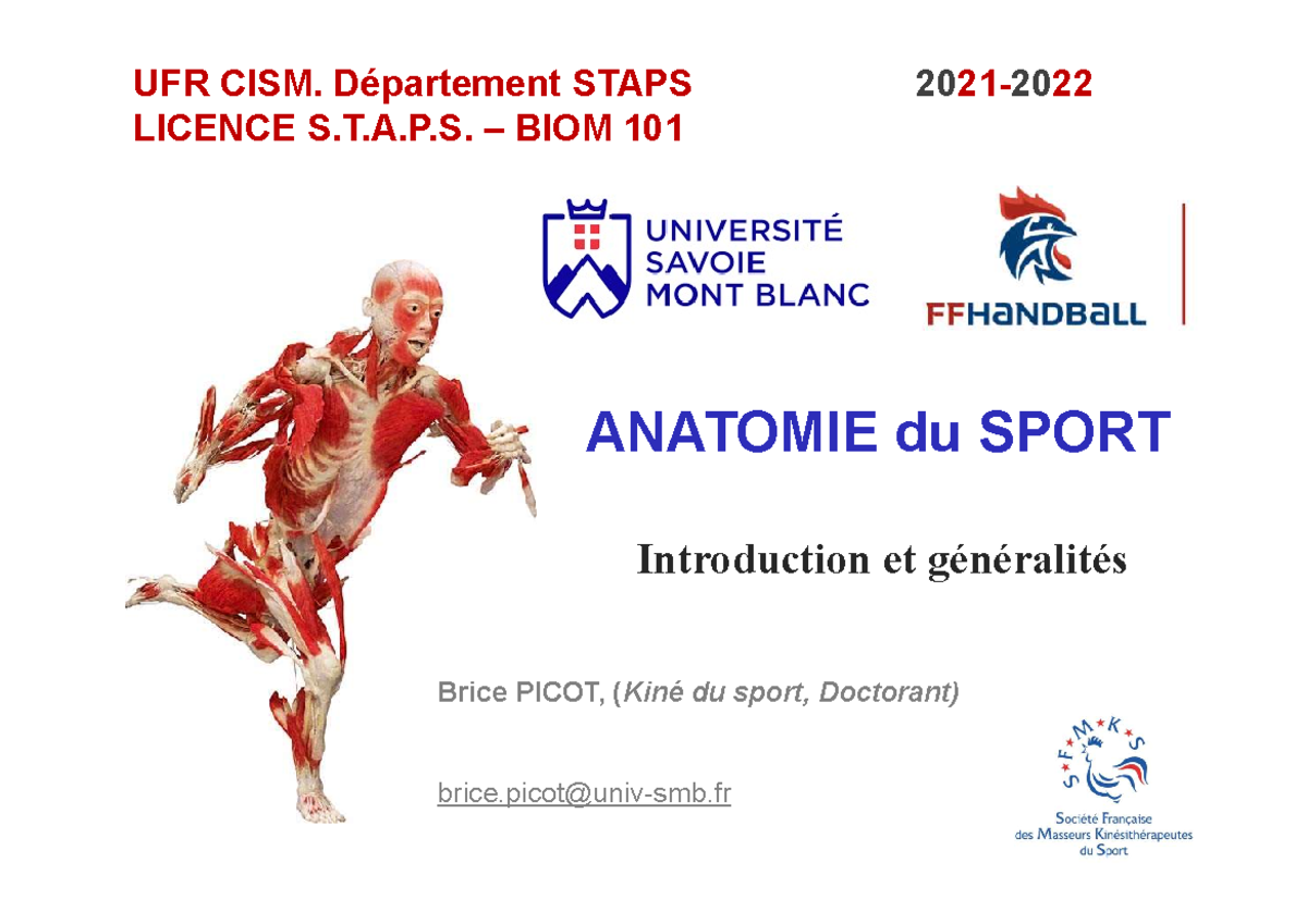 CM1 Intro+généralités 2021-22 - UFR CISM. Département STAPS 20 21- 2022 ...