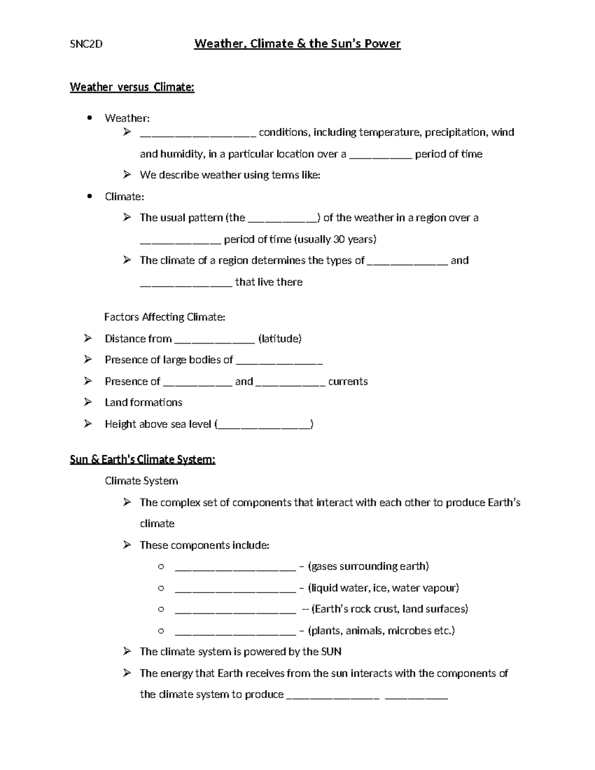 Lesson 1 weather climate and suns power - SNC2D Weather, Climate & the ...