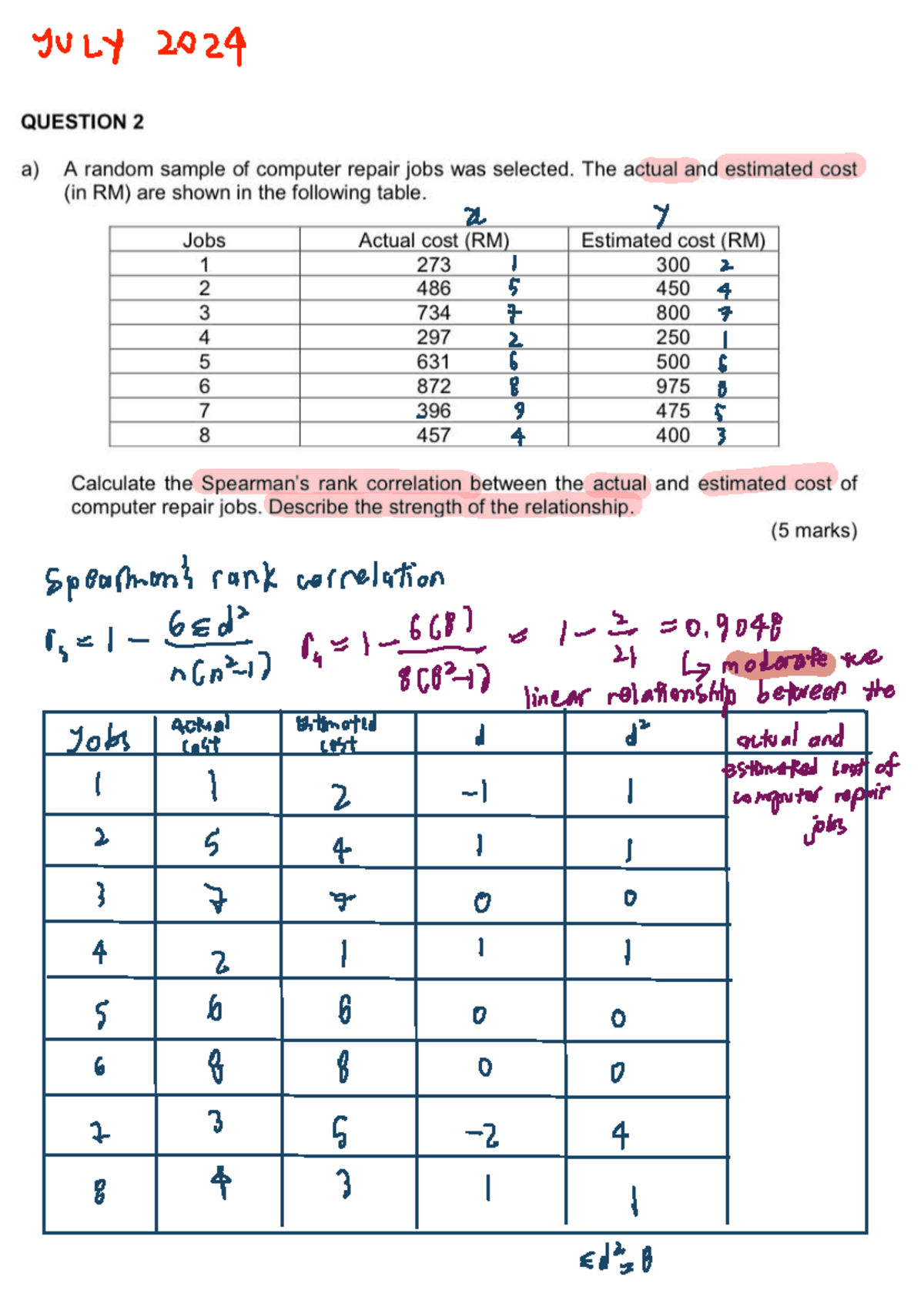Chap 2 PYQ - STA416 Regression Analysis and Correlation Insights - Studocu