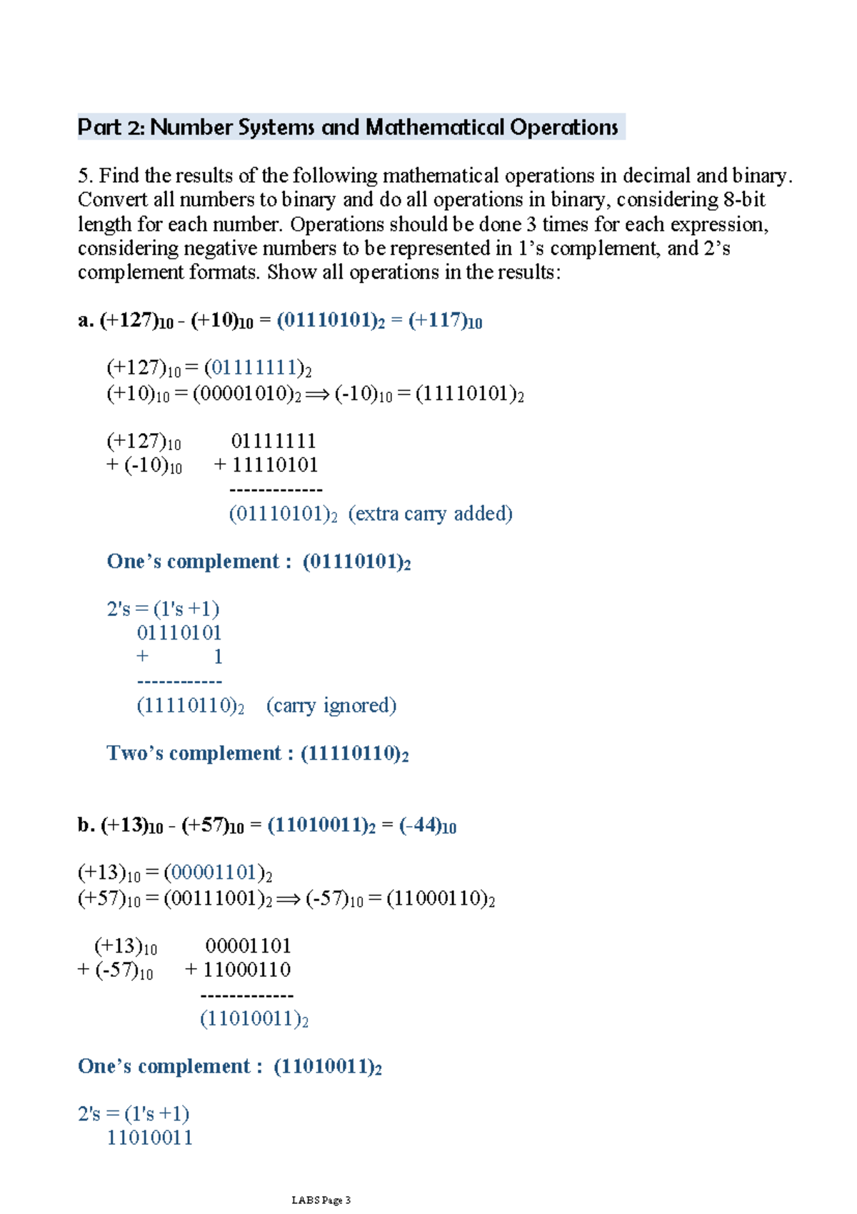 Lab Assignment 2 - Part 2: Number Systems and Mathematical Operations ...