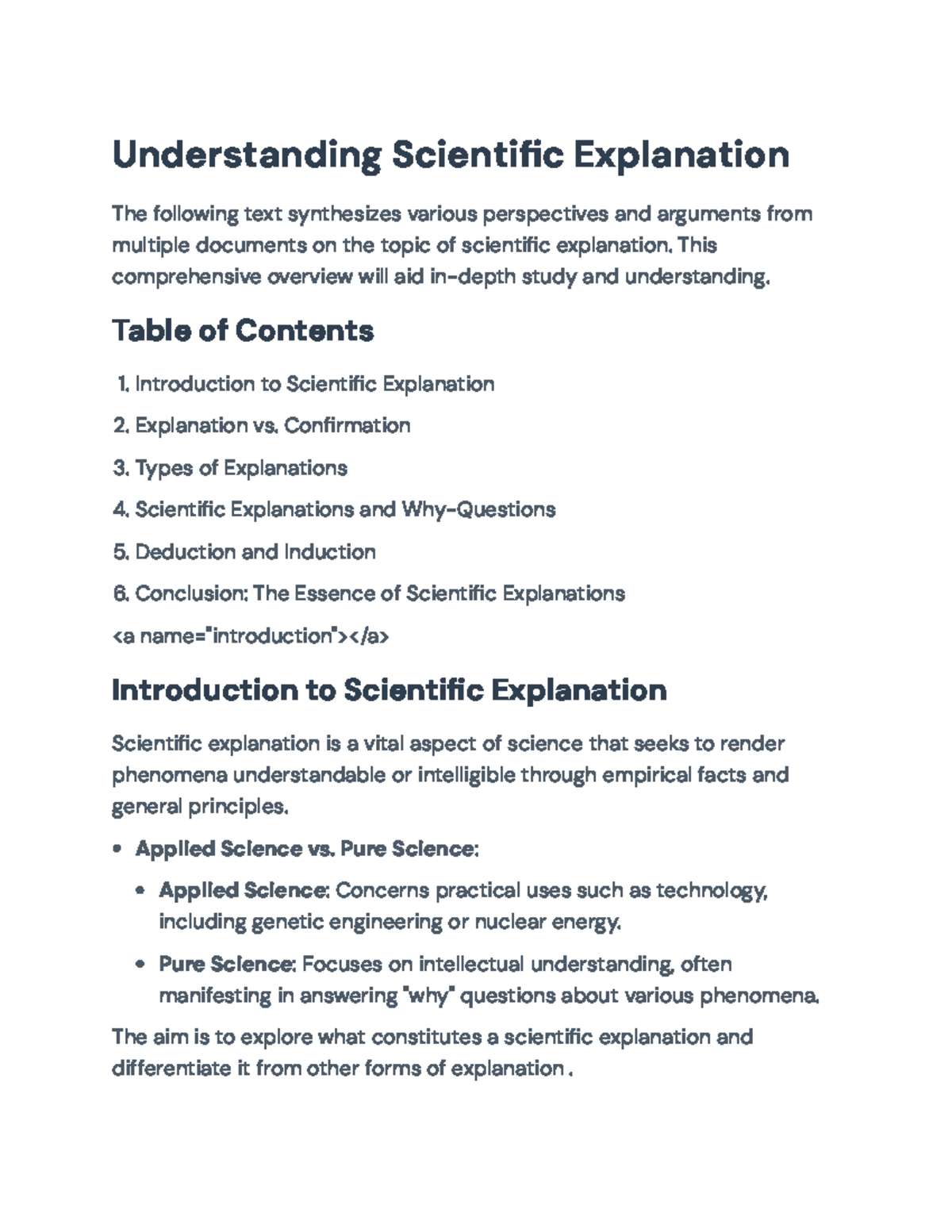 Understanding Scientific Explanation: Key Concepts and Distinctions ...