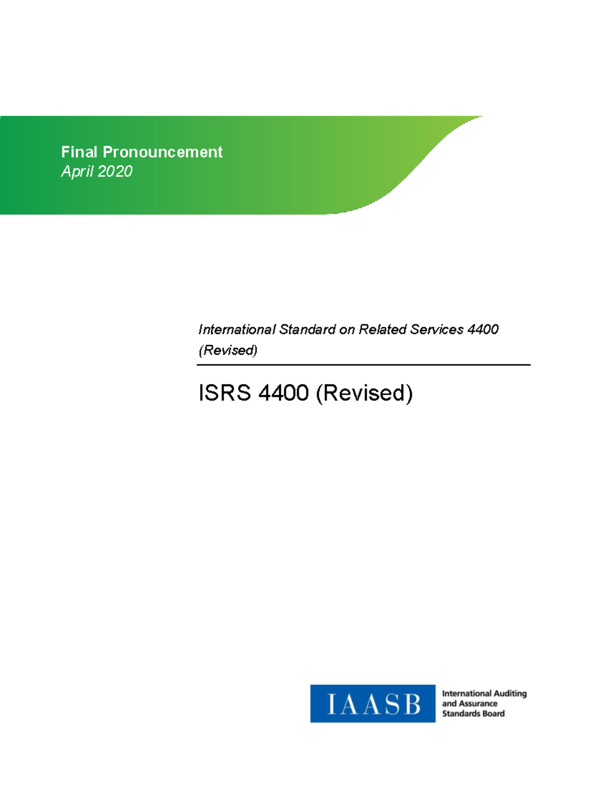 ISRS-4400-Revised-Agreed-Upon-Procedures-Final-Pronouncement - Studocu