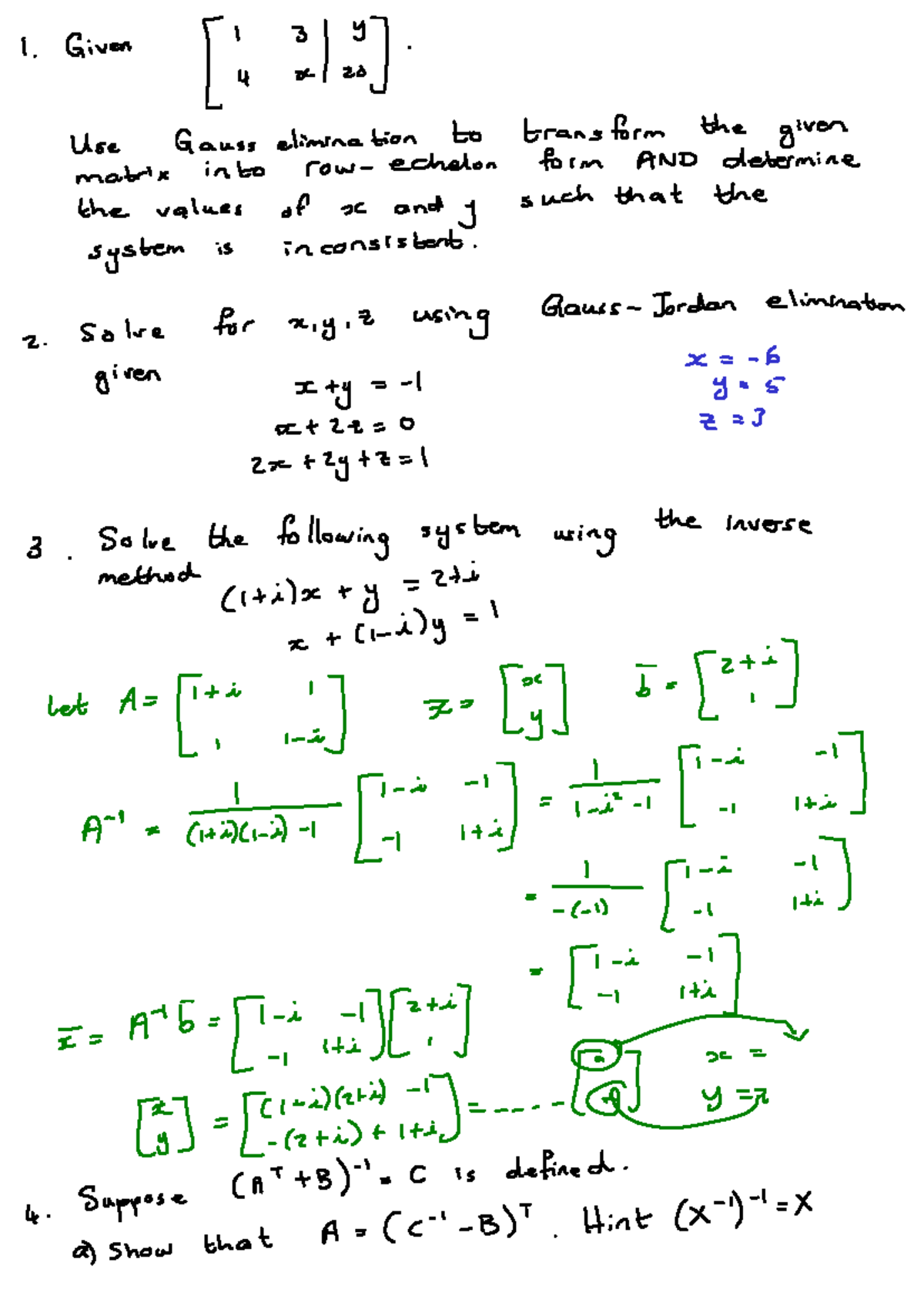 Matrix Transformations and Inconsistency Analysis - Math 101 Notes ...