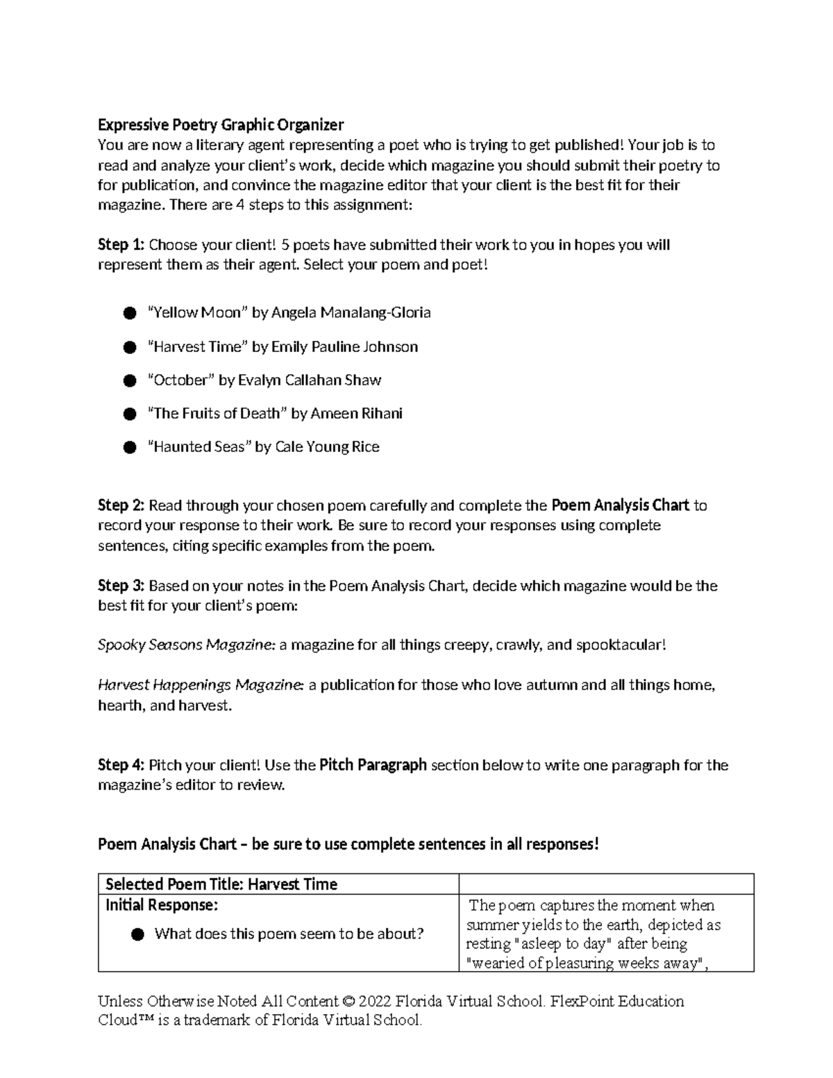 ENG 201: Expressive Poetry Assignment - Analyzing & Pitching Poems ...