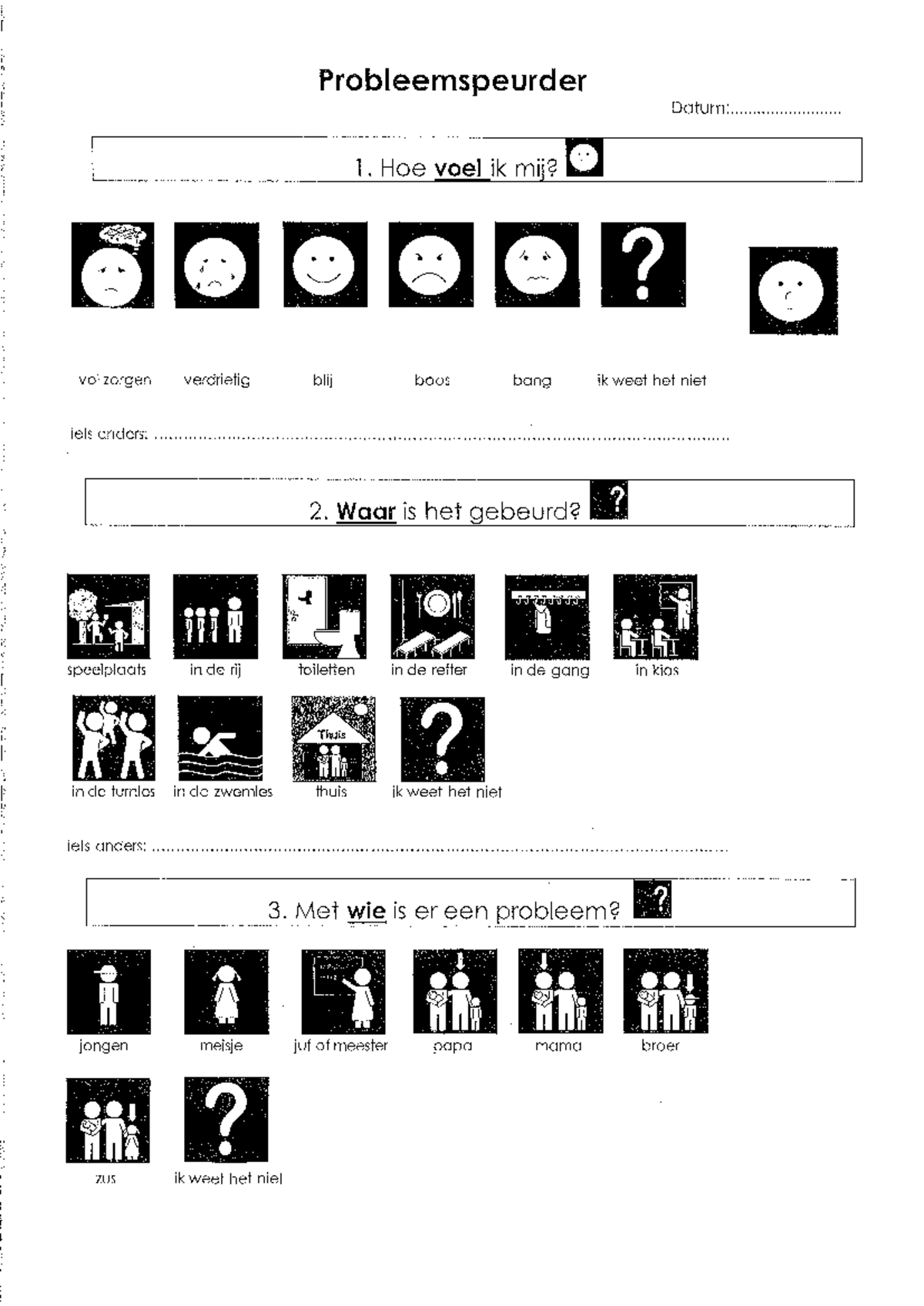 Gevoelsmeter: Probleemspeurder en Sclera Picto’s (30900) - Studocu