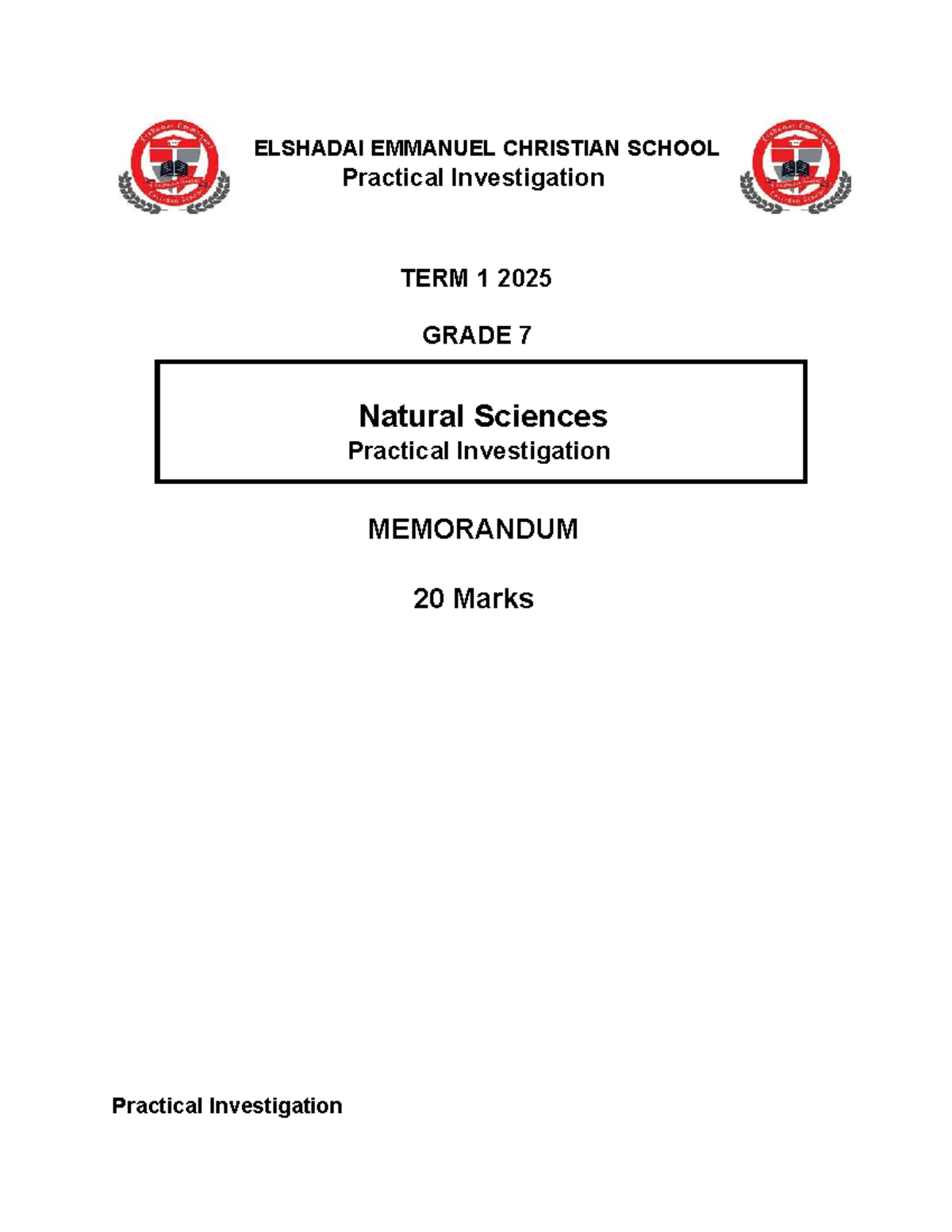 NS Tech Project Memo for Grade 7 Natural Sciences Term 1 2025 - Studocu