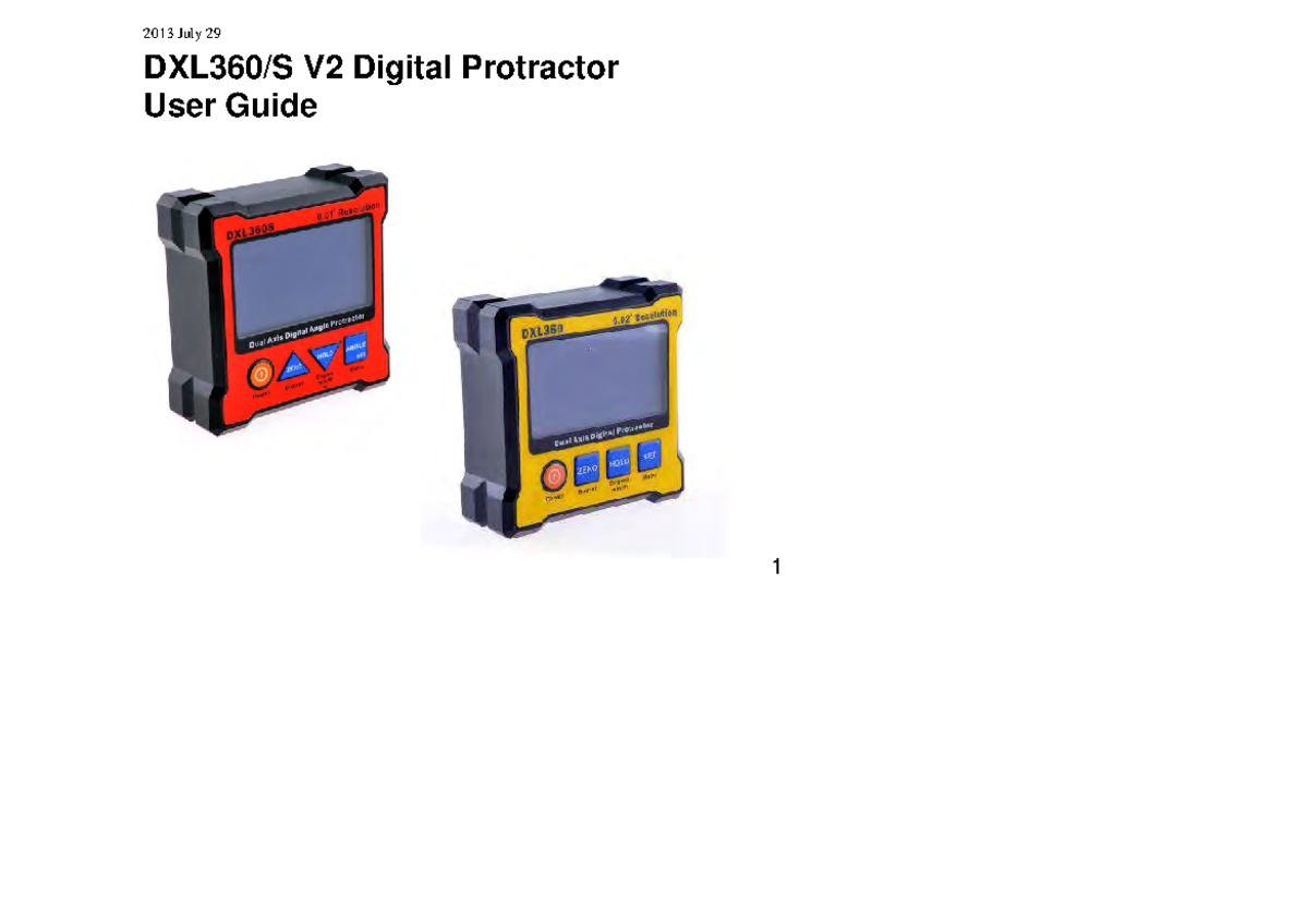 DXL360S V2 Dual Axis Digital Protractor User Guide and Features - Studocu