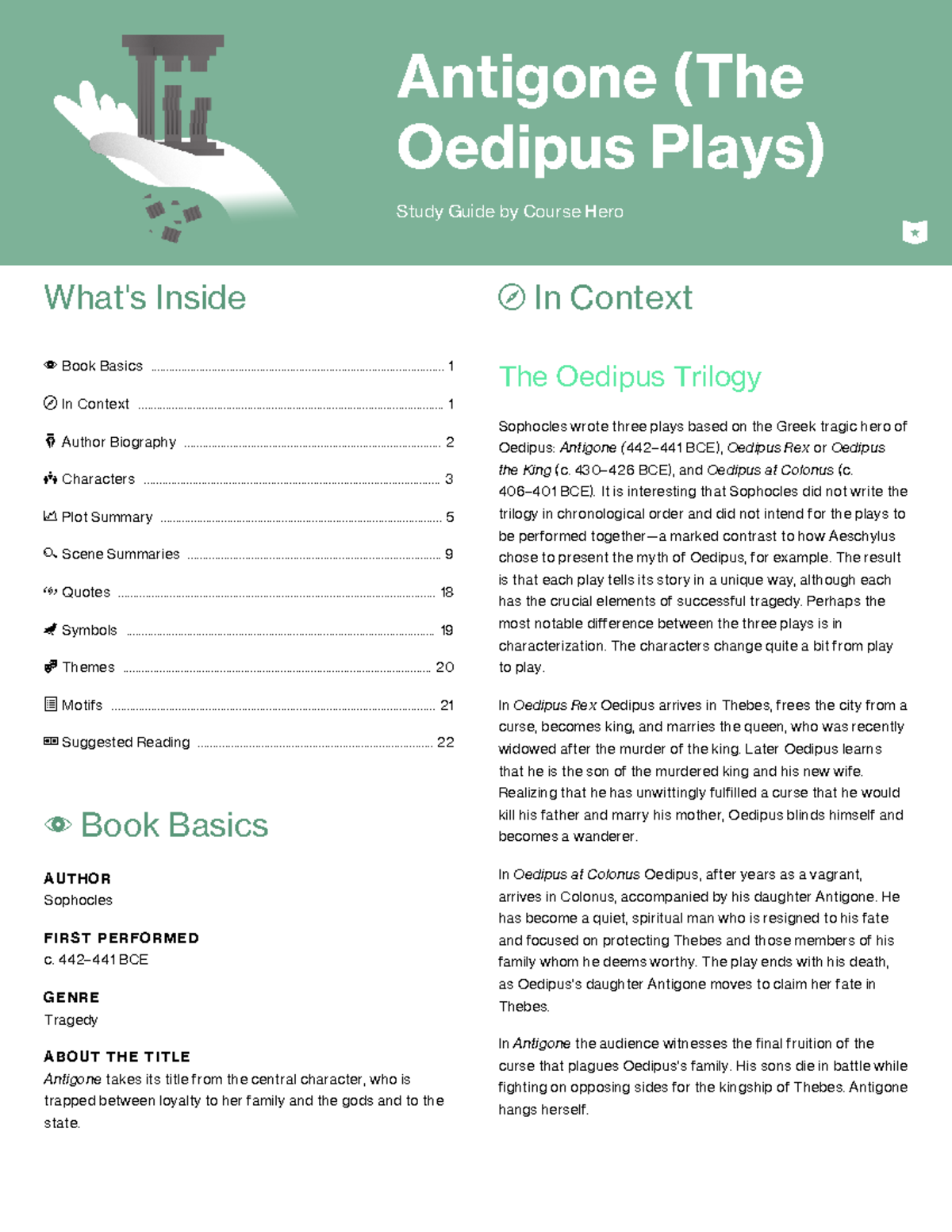 Antigone (The Oedipus Plays) Comprehensive Study Guide - Studocu