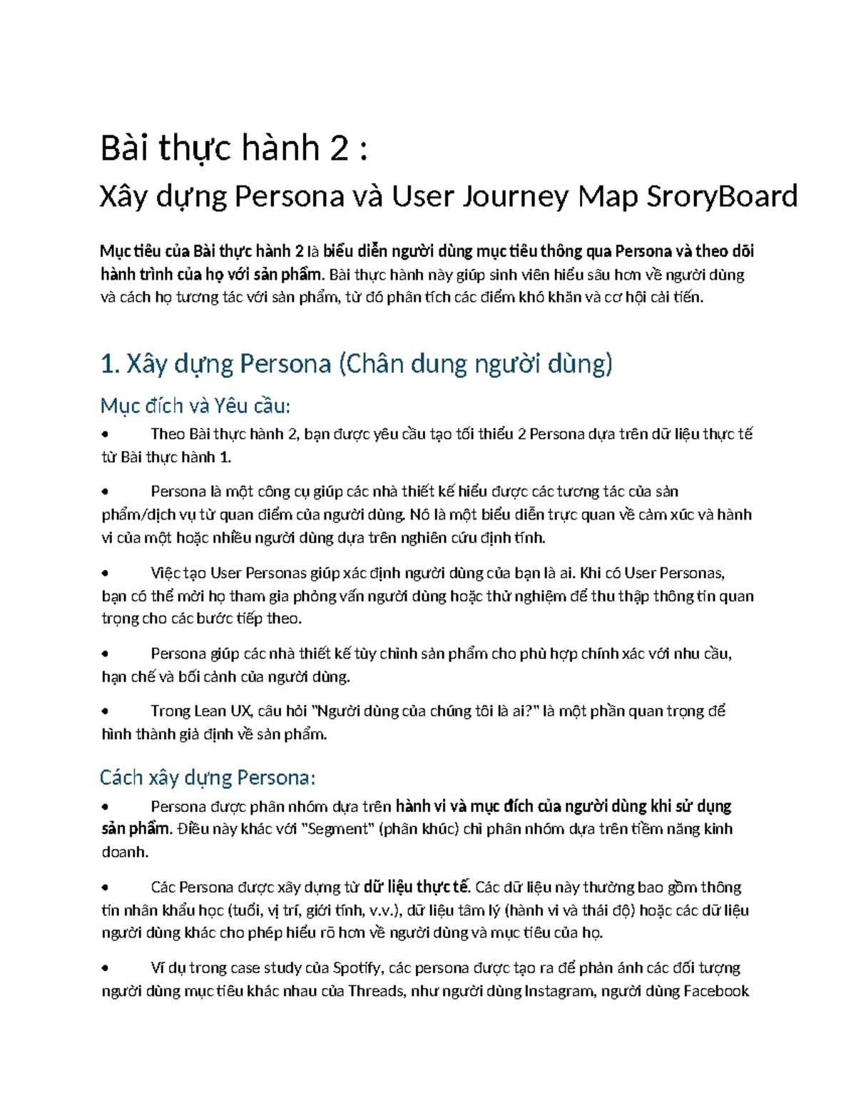 Thực hành 2: Xây dựng Persona và User Journey Map trong UX - Studocu