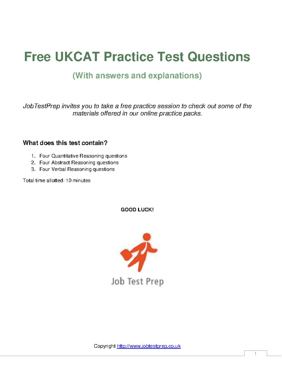 Free UKCAT Practice Test Questions & Answers Guide - Studocu