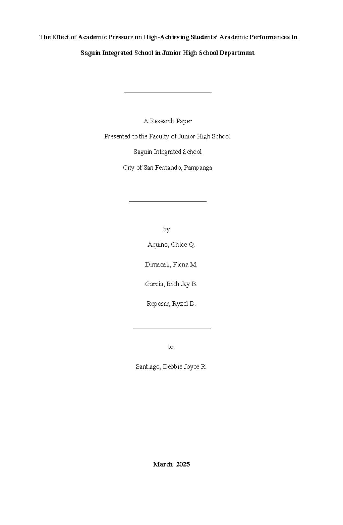 Sample Thesis Paper Using Imrad - A Quantitative Study of the Impact of ...