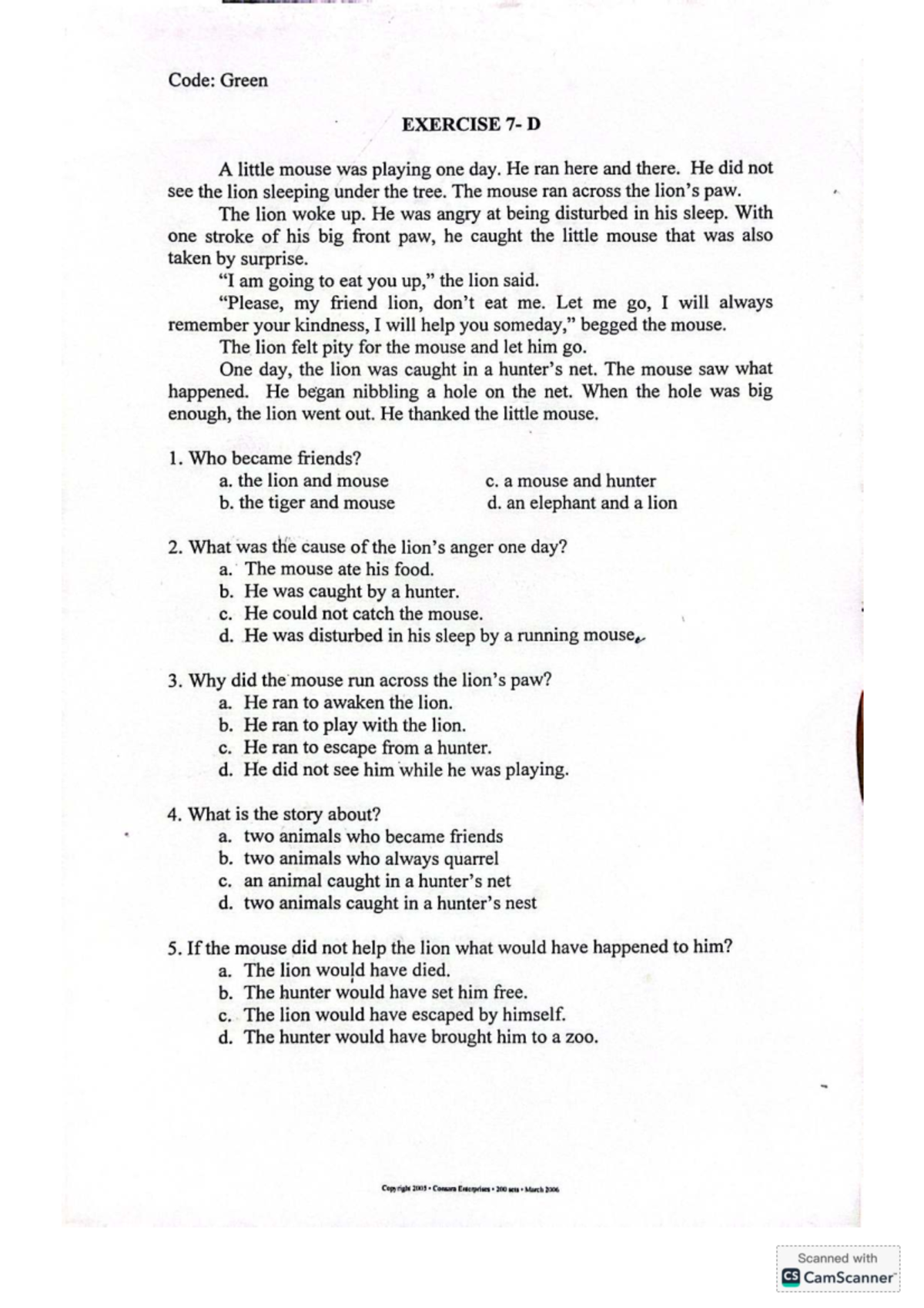 ARAL Texts: The Lion and the Mouse Story Analysis - Studocu