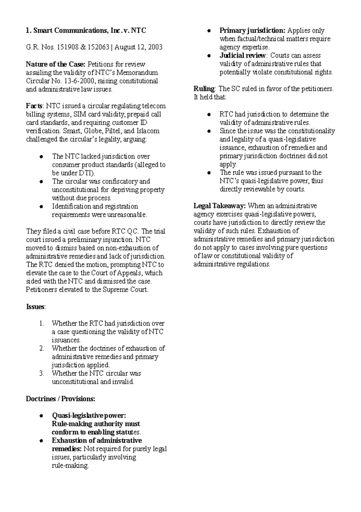 Ch10 Case Digest: Administrative Law Insights and Rulings - Studocu