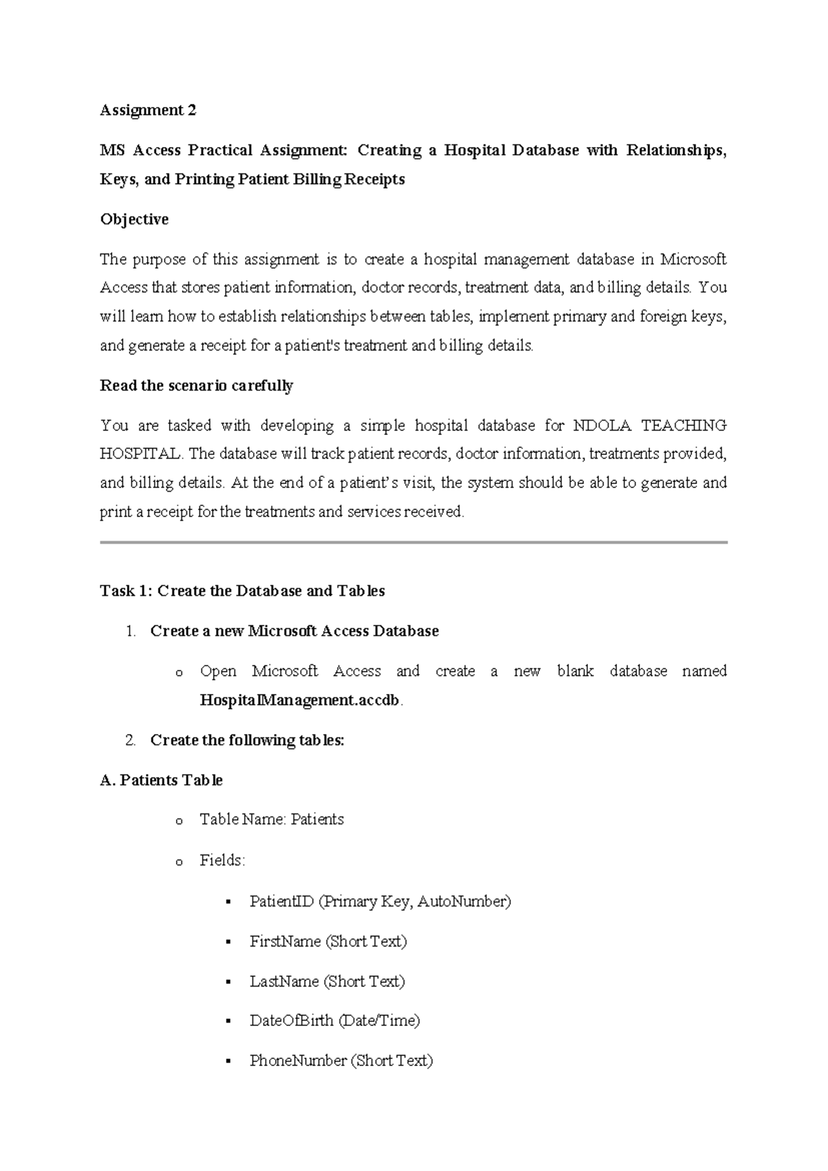 Assignment 2 computer packages - Assignment 2 MS Access Practical Assignment: Creating a ...