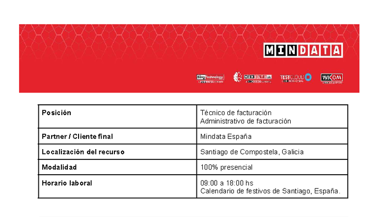 Técnico de Facturación - Departamento Financiero - Mindata - Studocu