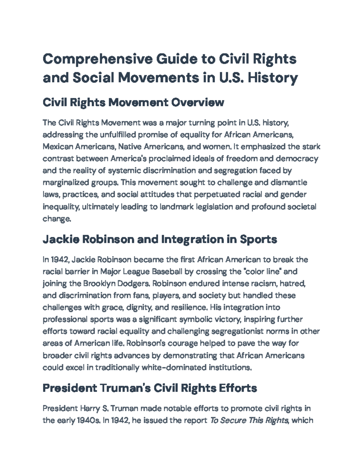 Comprehensive Overview of Civil Rights Movements in U.S. History - Studocu