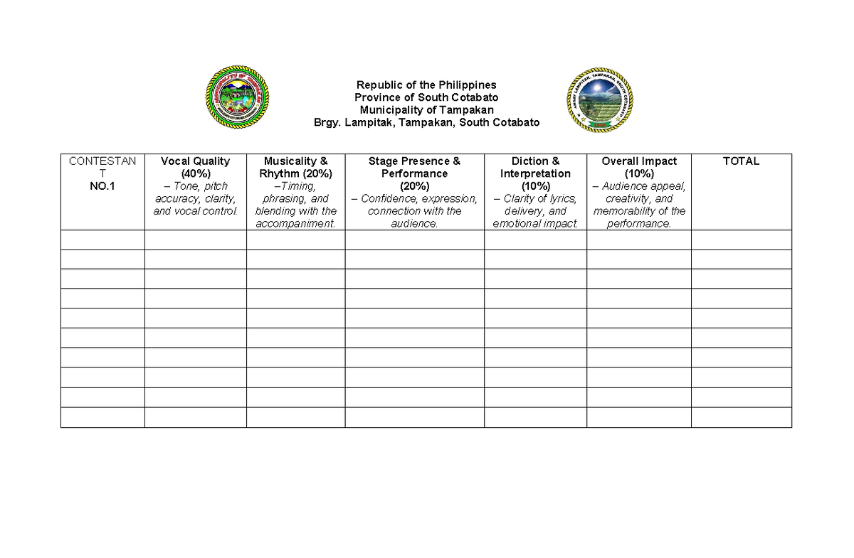 Singing Contest 2025 lampitak - Republic of the Philippines Province of ...