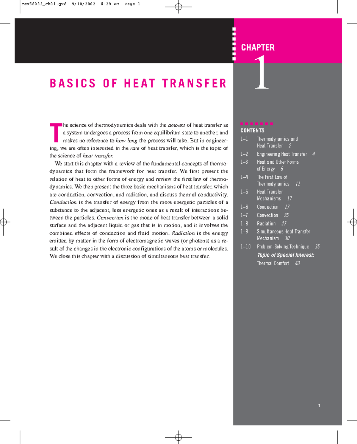 CEN58933 - Chapter 1 Lecture Notes on Fundamentals of Heat Transfer ...