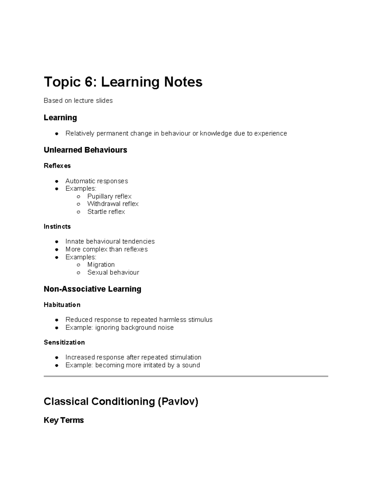 Topic 6: Learning Notes - Psyc Lecture on Behavior Change - Studocu