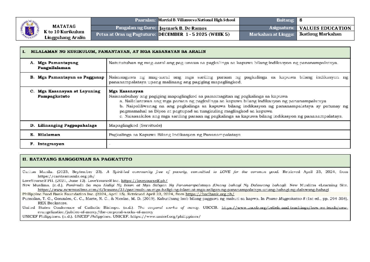 Matatag Cover week 5 - Bsed Science - MATATAG K to 10 Kurikulum ...