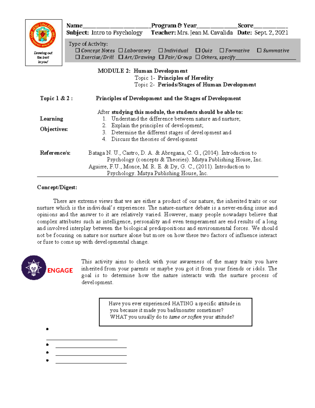 Exploring Heredity and Environment in Human Development (PSY 101) - Studocu