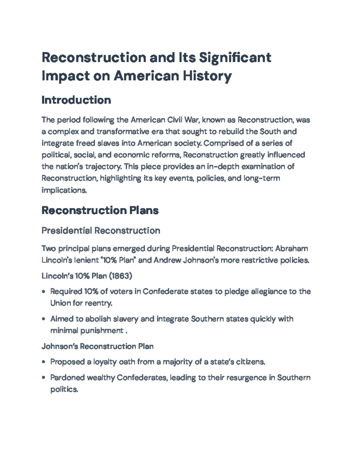 Reconstruction Era: Key Events, Policies, and Lasting Impacts ...