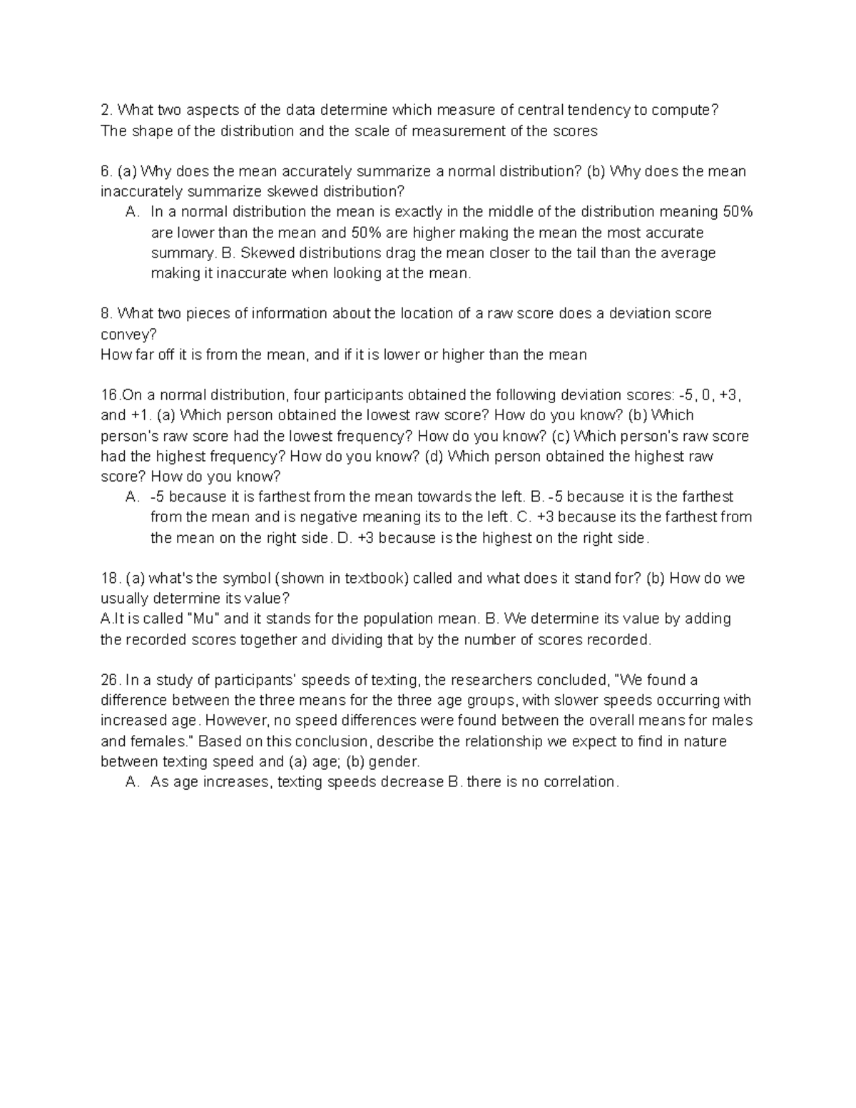 Intro to Stats HW 3: Measures of Central Tendency & Distribution ...