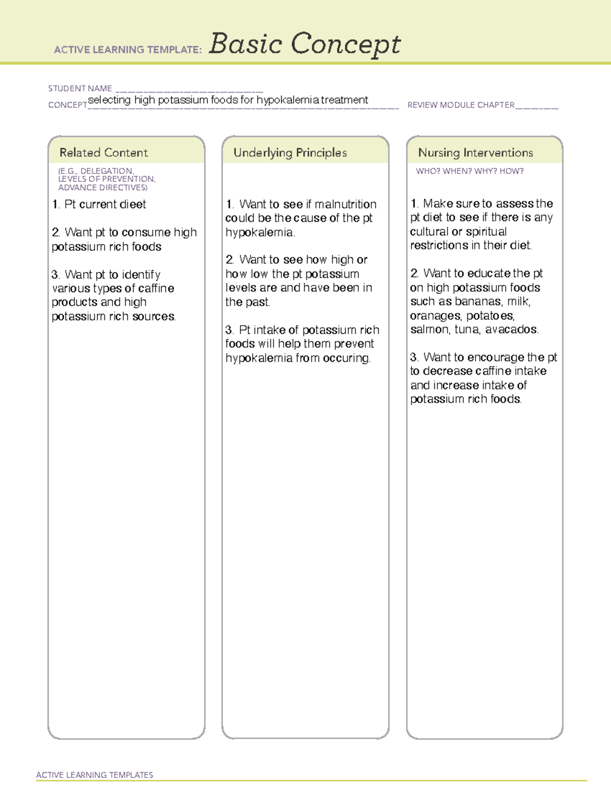 Selecting High Potassium Foods for Hypokalemia Management - ATI ...