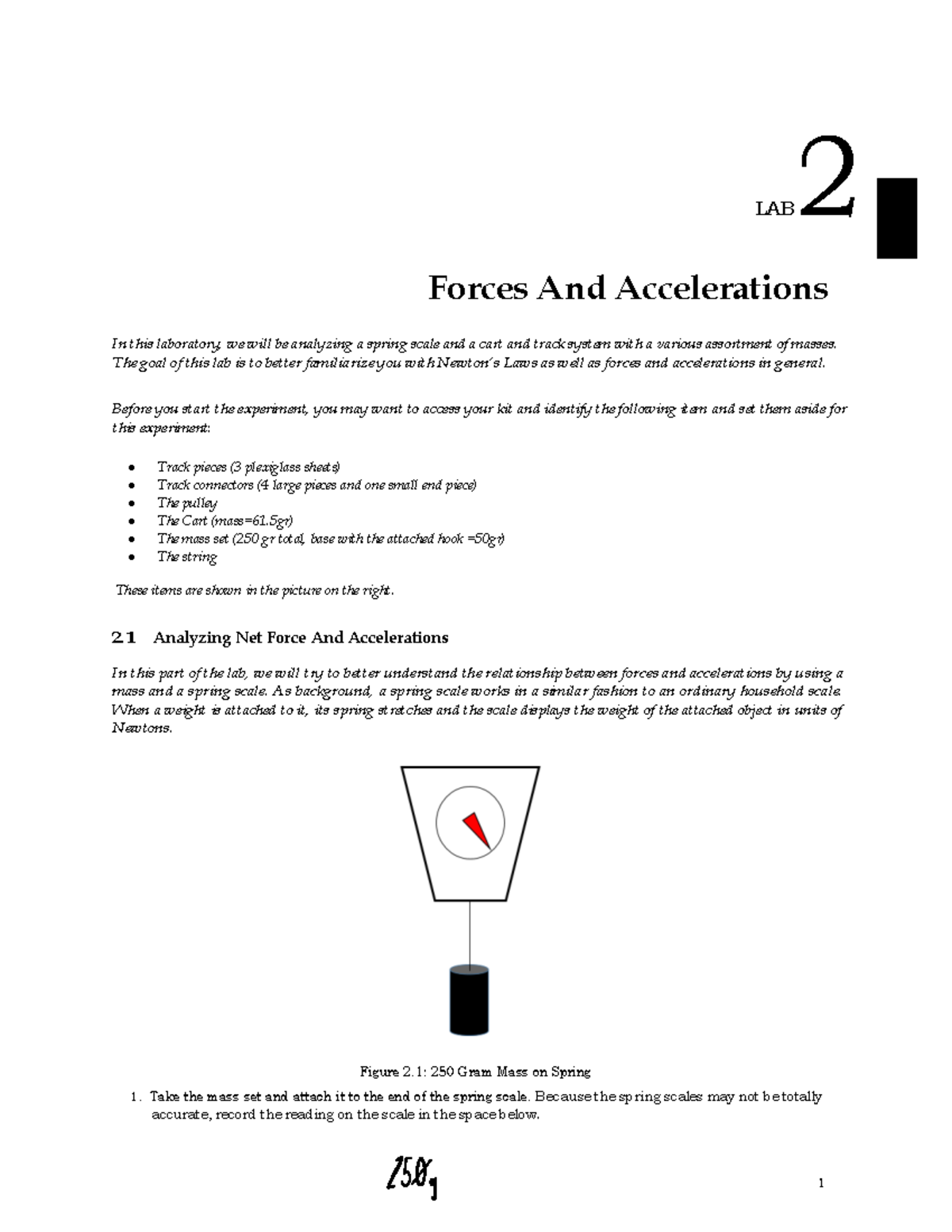 8A Lab 2: Forces and Accelerations - Experiment Analysis - Studocu