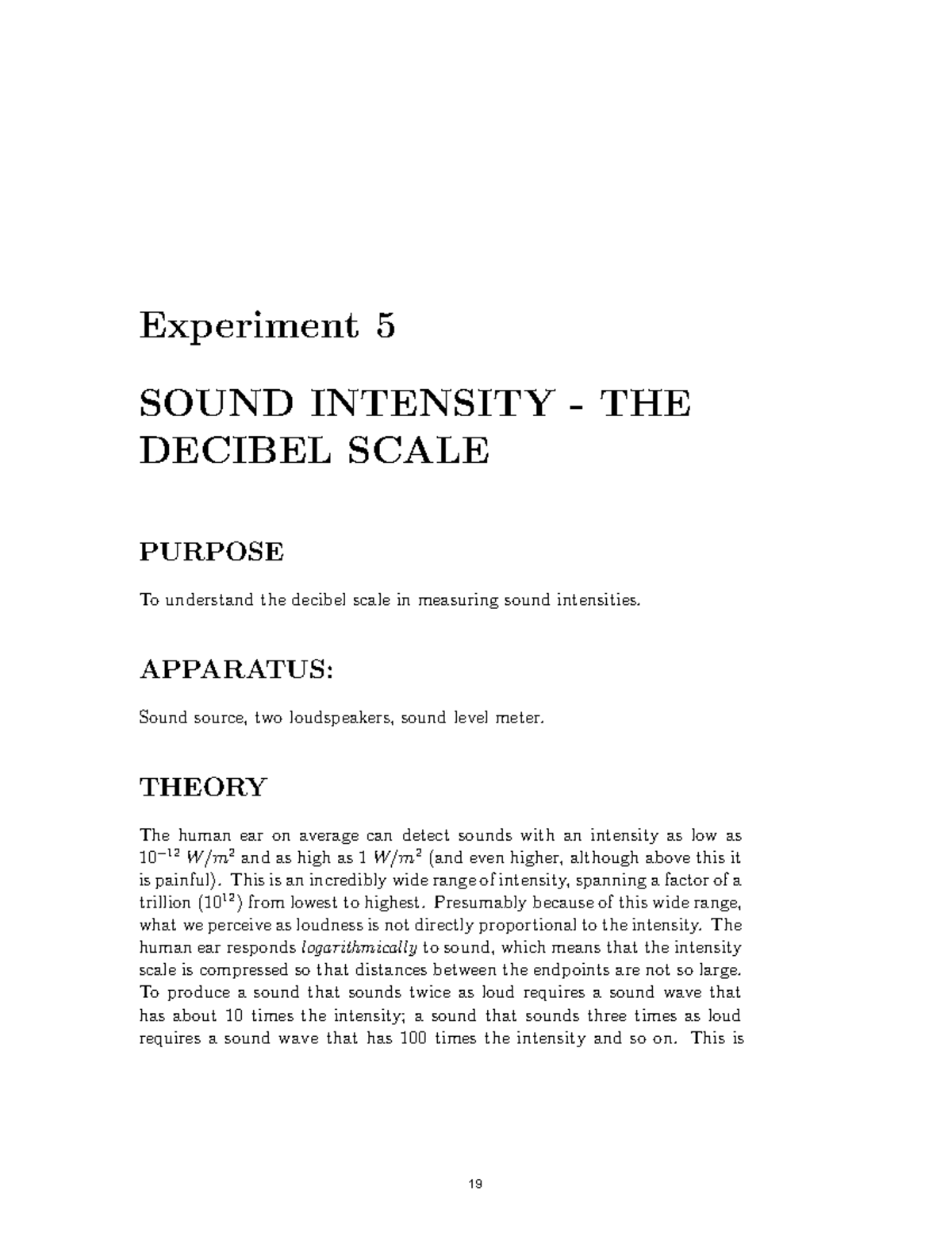 Lab -5 - Lab assignment on sound intensity - the decibel scale ...