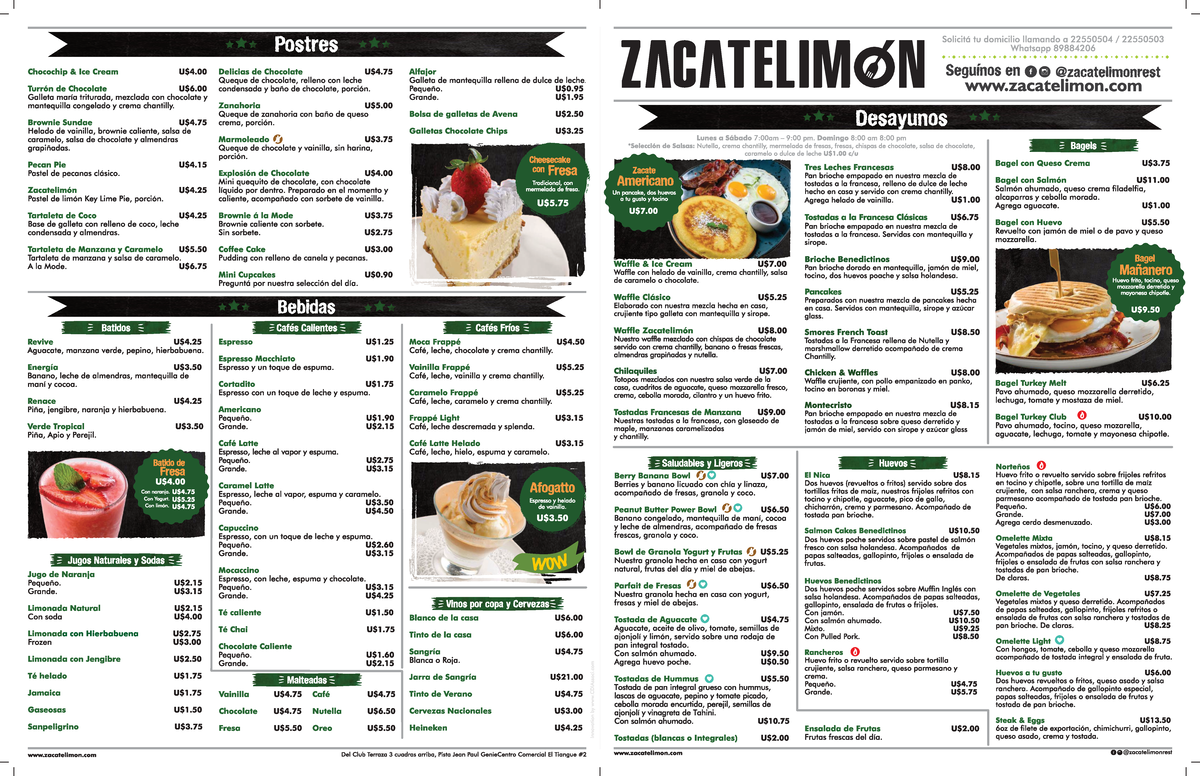2D-MENU TAKE OUT: Delicias de Zacatelimón V7 - Studocu
