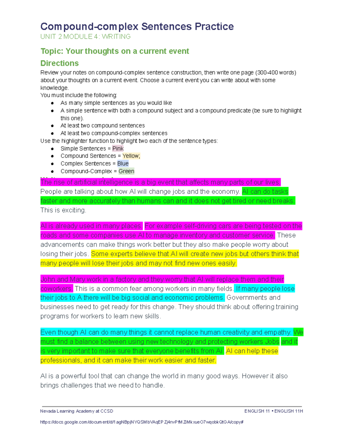 Compound Complex Sentences Exercises Answers
