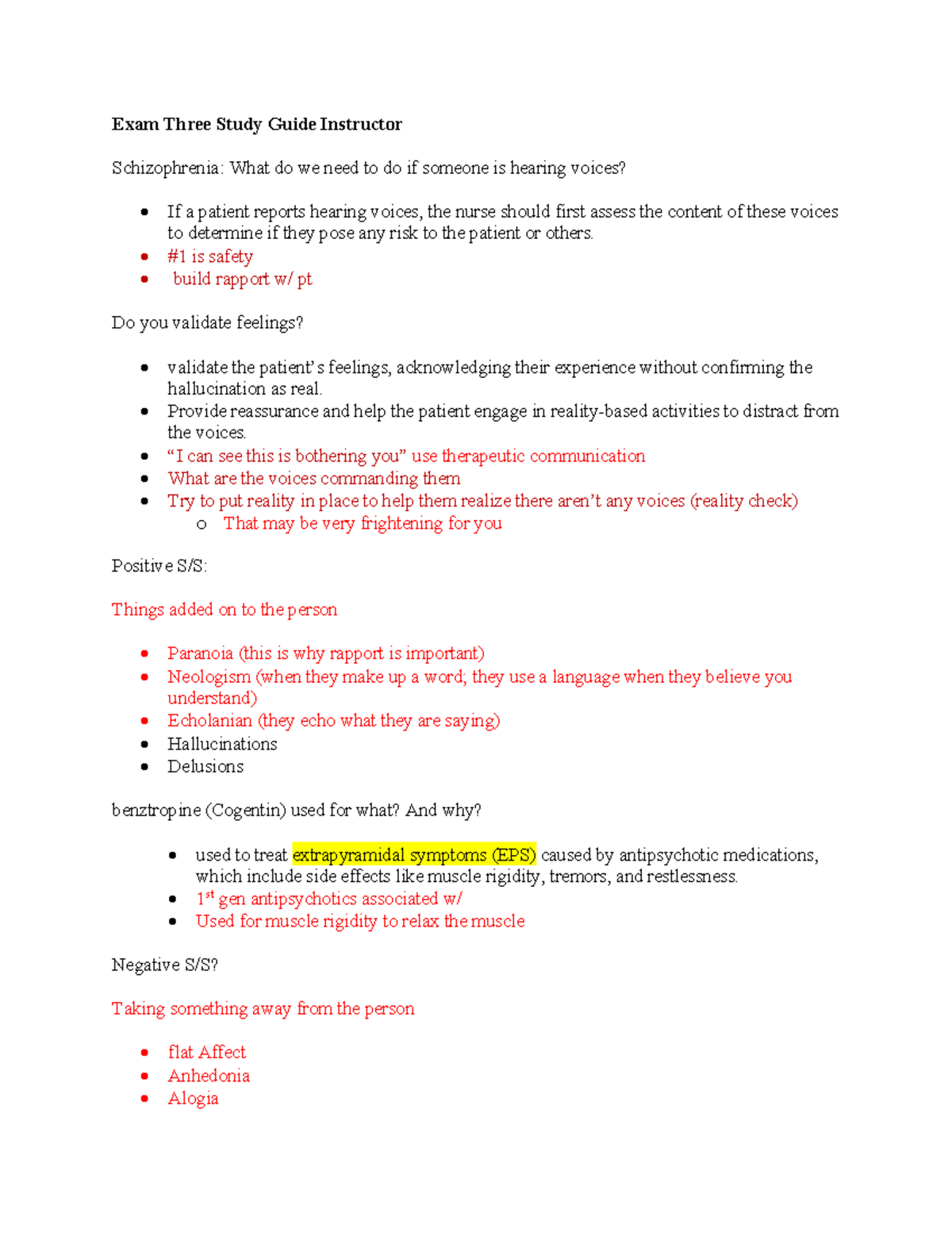Exam 3 Study Guide: Schizophrenia & Substance Use Disorders - Studocu