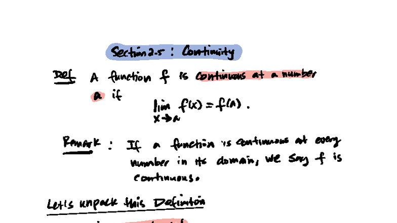 Continuity Notes: Understanding Function Behavior and Limits - Studocu