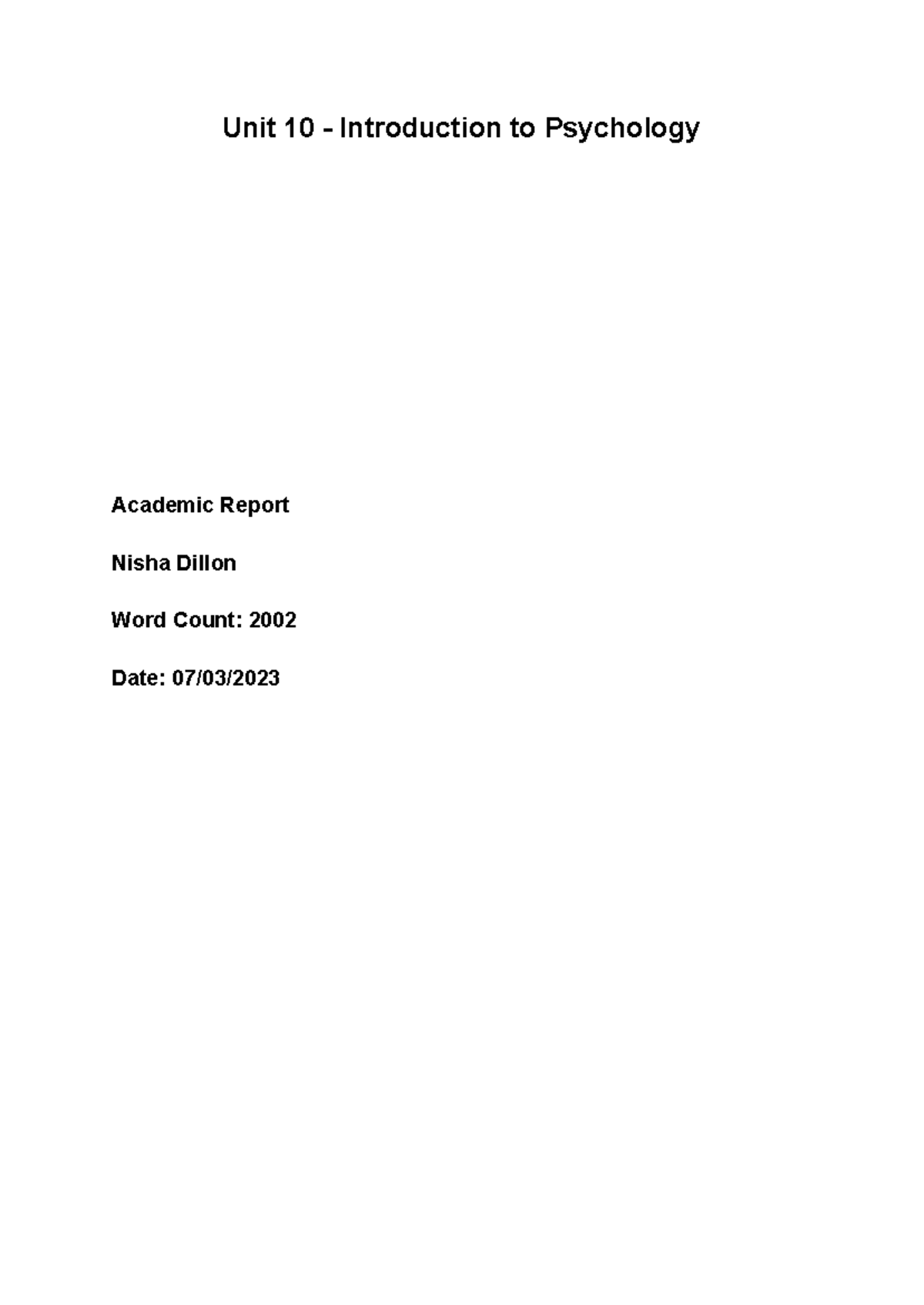 Unit 10 - Introduction to Psychology - Unit 10 - Introduction to ...