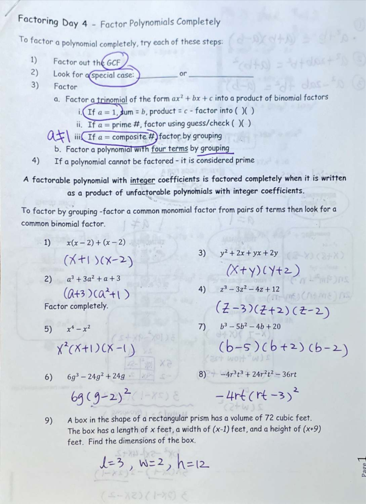 Factoring Day 4: Complete Factorization of Polynomials - Studocu