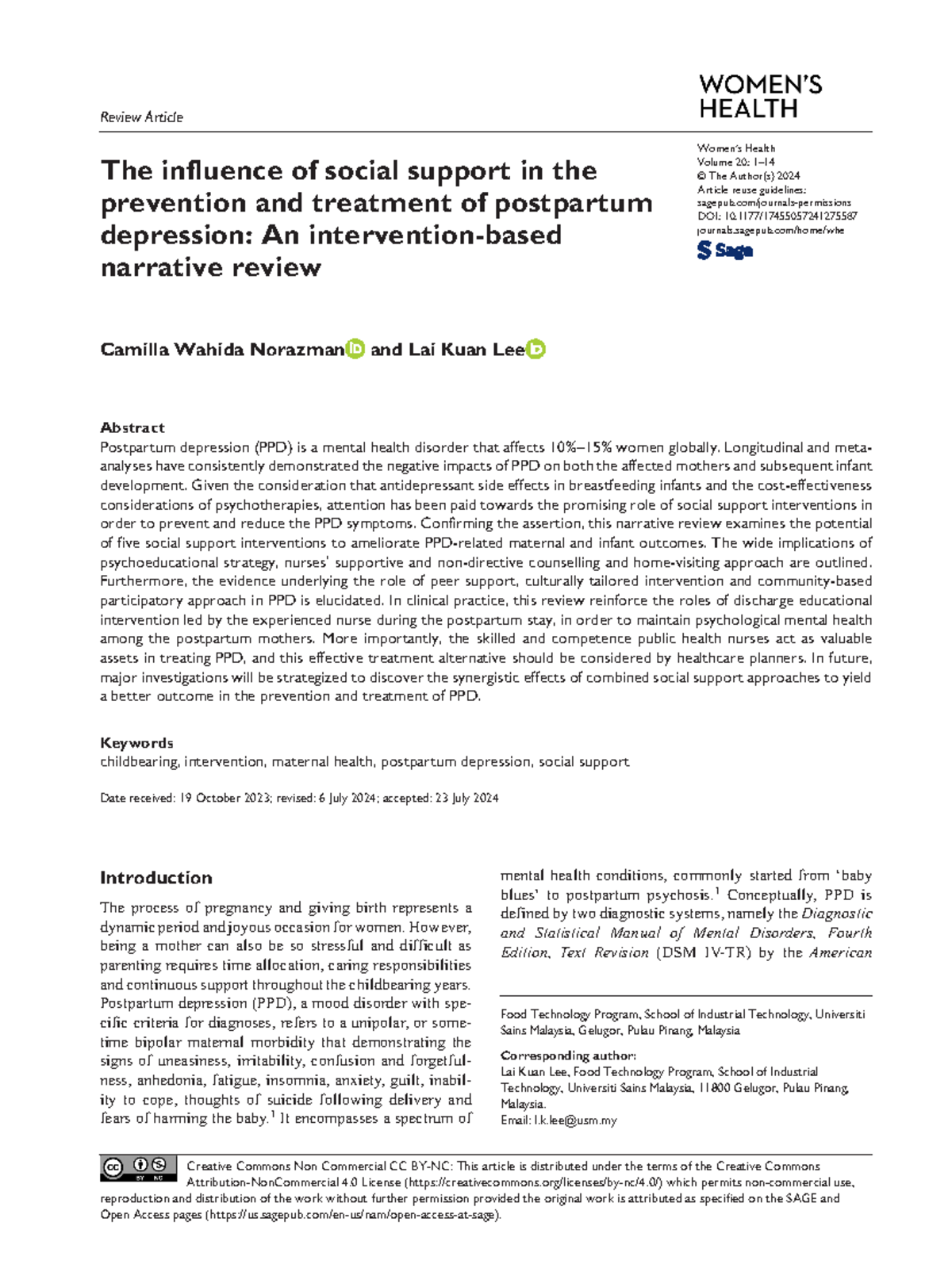Social Support Interventions for Postpartum Depression (PPD): A Review ...