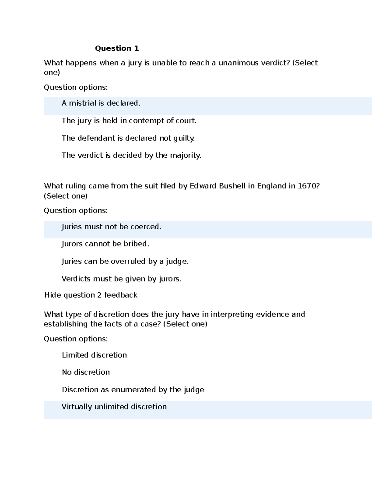 5-3 Quiz: Understanding Jury Verdicts and Historical Cases - Studocu