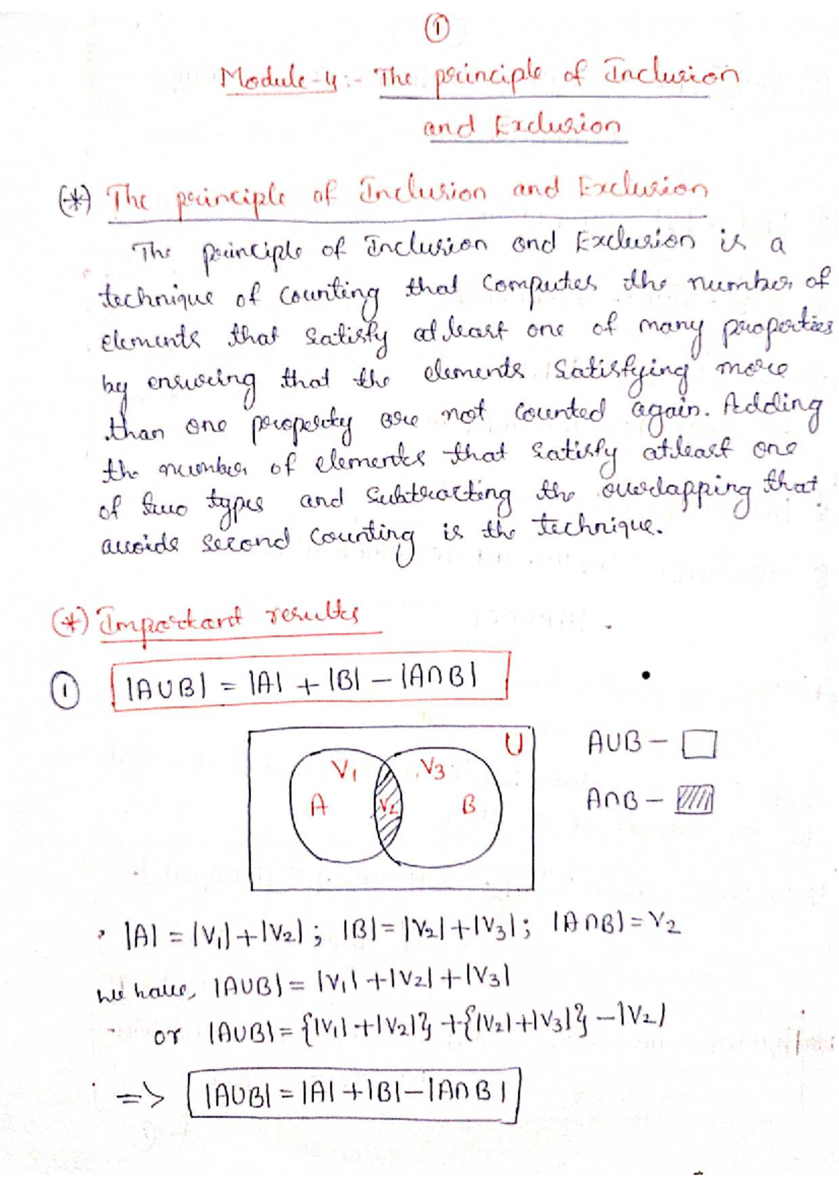 Module 4 DMS - Inclusion-Exclusion Principle Notes - Studocu