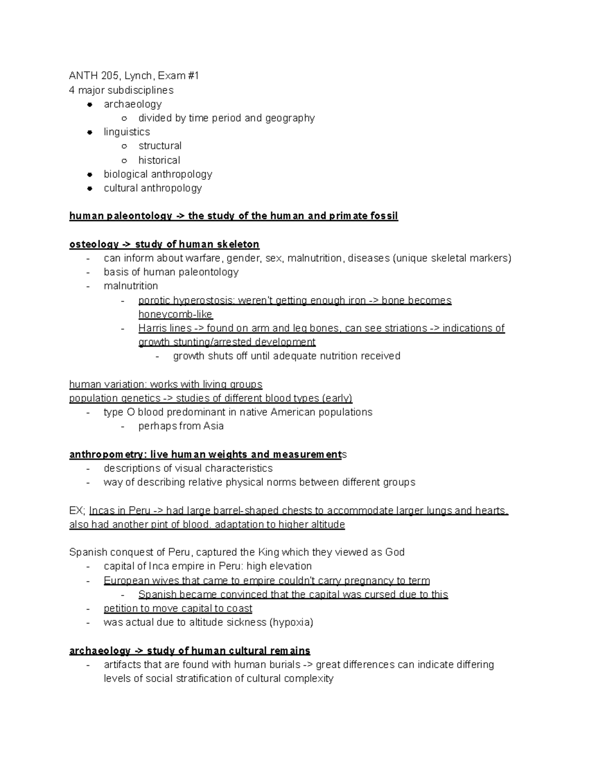 ANTH 205 Exam #1 Study Notes: Key Concepts and Theories - Studocu