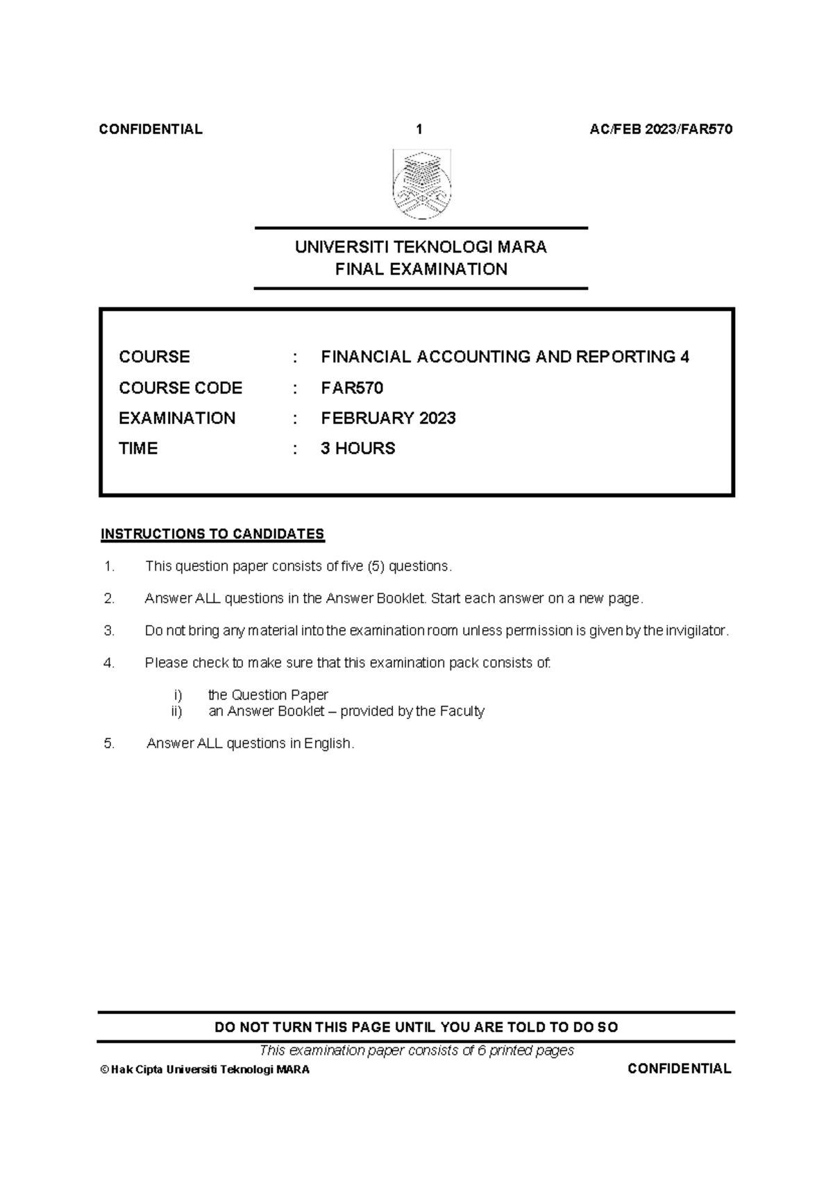 FAR570 Financial Accounting & Reporting Final Exam Questions - Feb 2023 ...