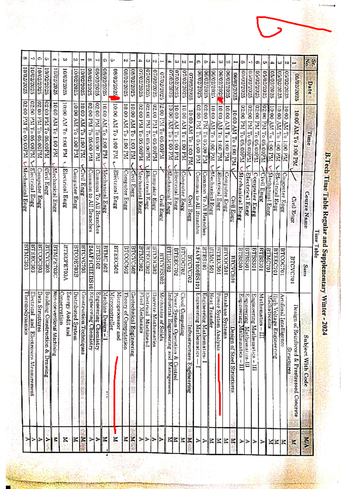 Revise time table 24 - na12c - .Tech Time Table Regular and ...