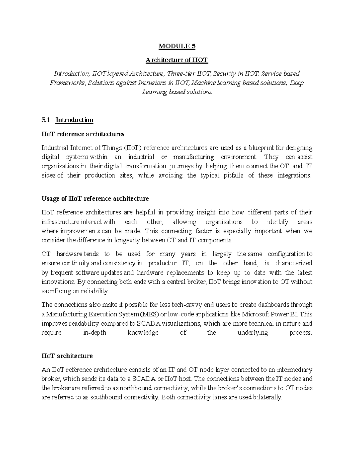 Unit 5: Architecture of IIoT - Layers, Security, and Solutions - Studocu