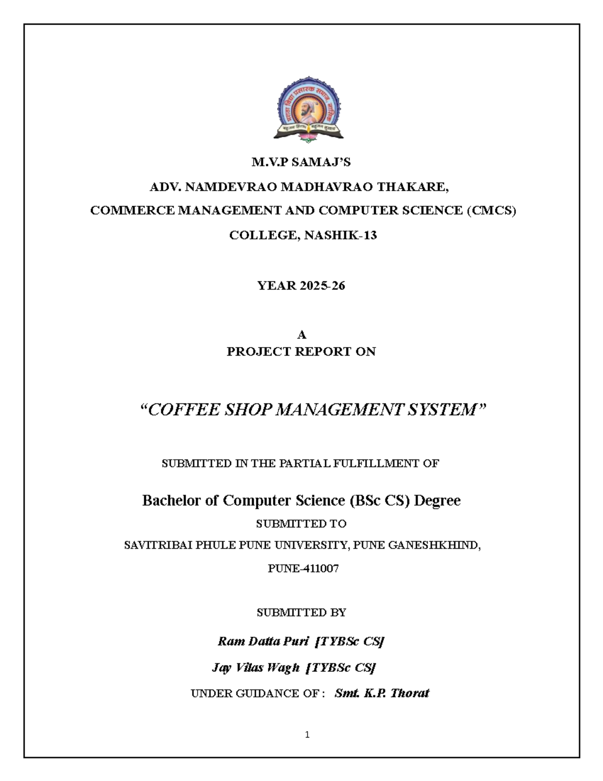 BSc CS Project Report: Coffee Shop Management System - Studocu