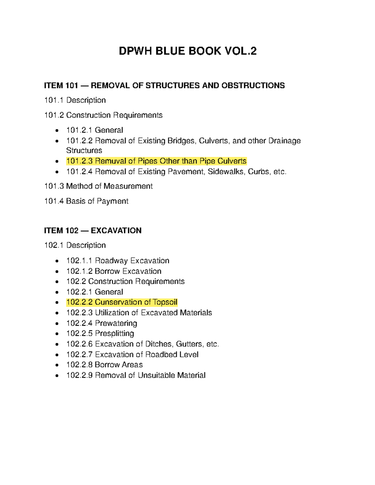 CMT 101-206 Reviewer: DPWH Blue Book Item Details and Requirements - Studocu