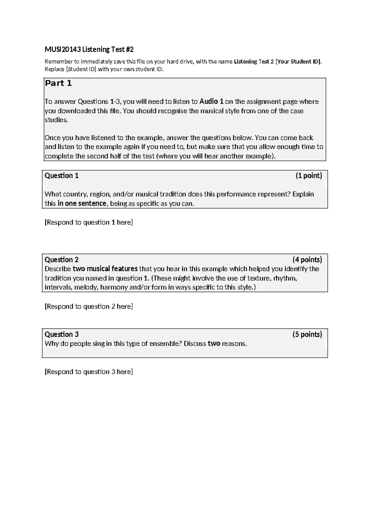 MUSI20143 Listening Test 2 Template and Guidelines - Studocu