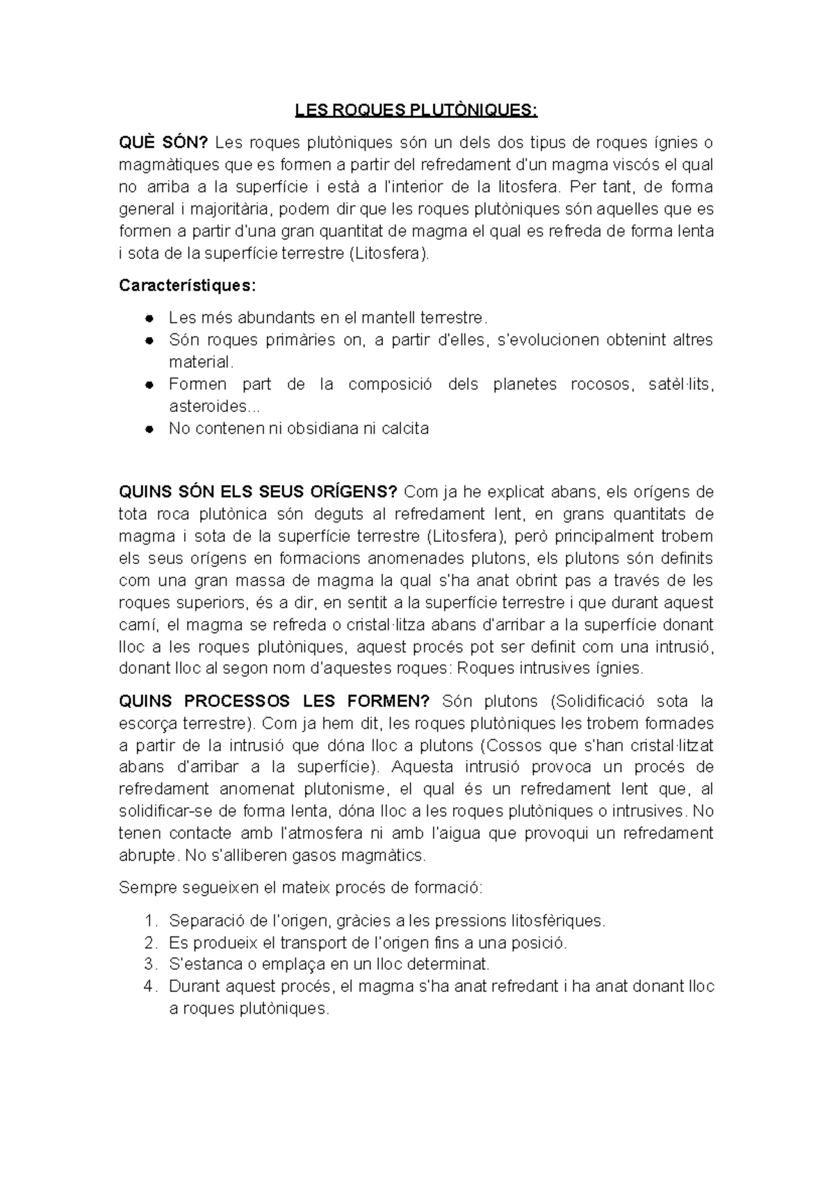 Les roques plutòniques, origen i característiques - LES ROQUES ...