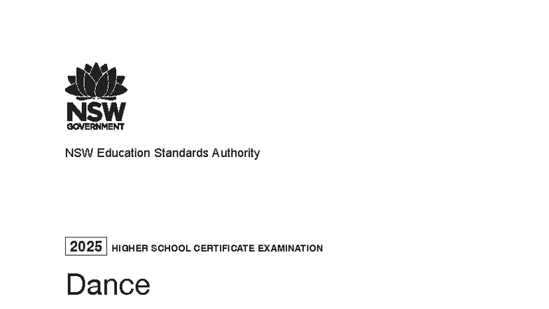 2025 hsc dance s2 major - NSW Education Standards Authority 2025 HIGHER ...