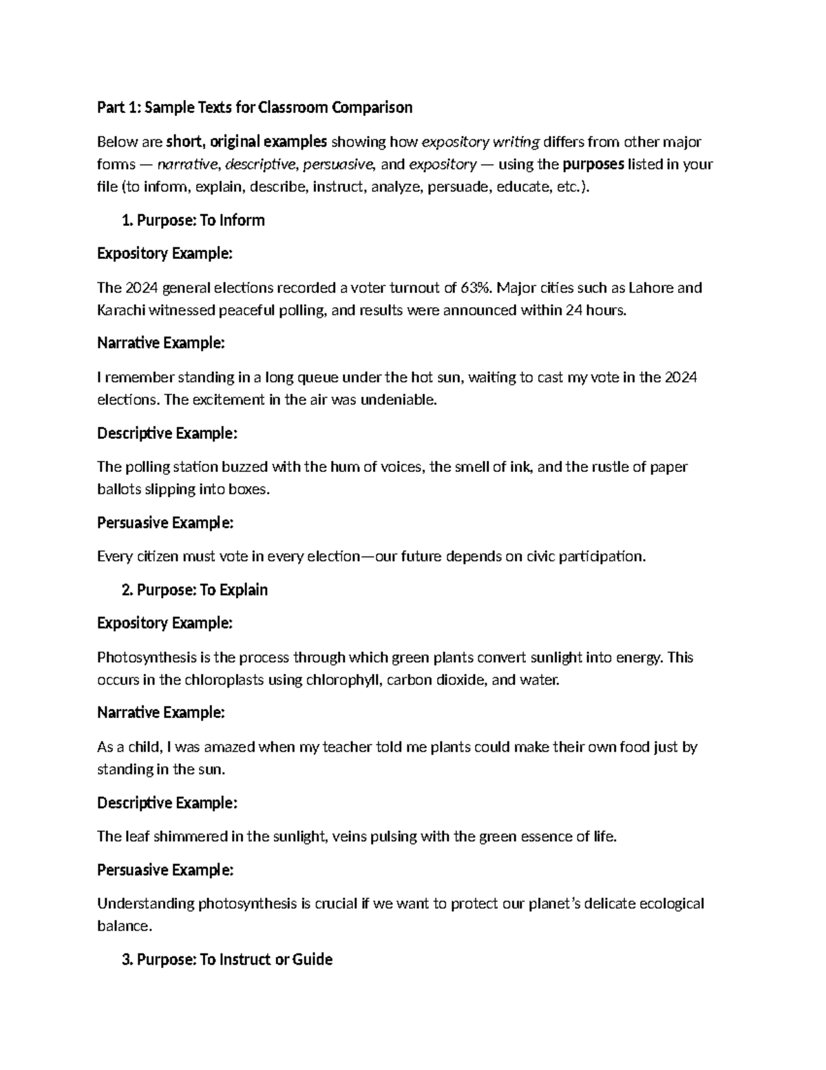 Expository Writing Comparison: Narrative, Descriptive, and Persuasive ...