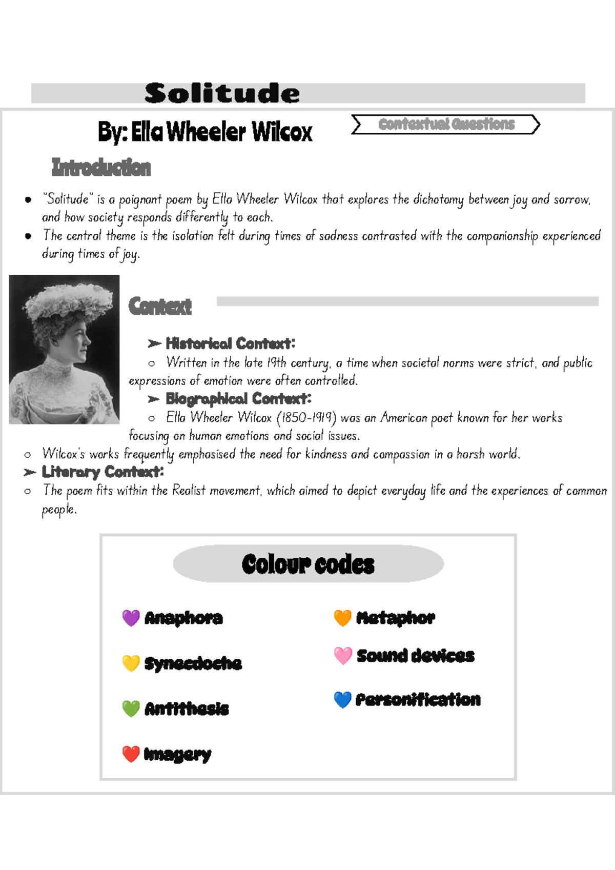 Analysis of "Solitude" Poem by Ella Wheeler Wilcox - ENG 101 - Studocu
